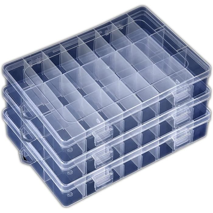 Boîtes De Rangement À 3 Compartiments, Boîte De Rangement Transparente ...
