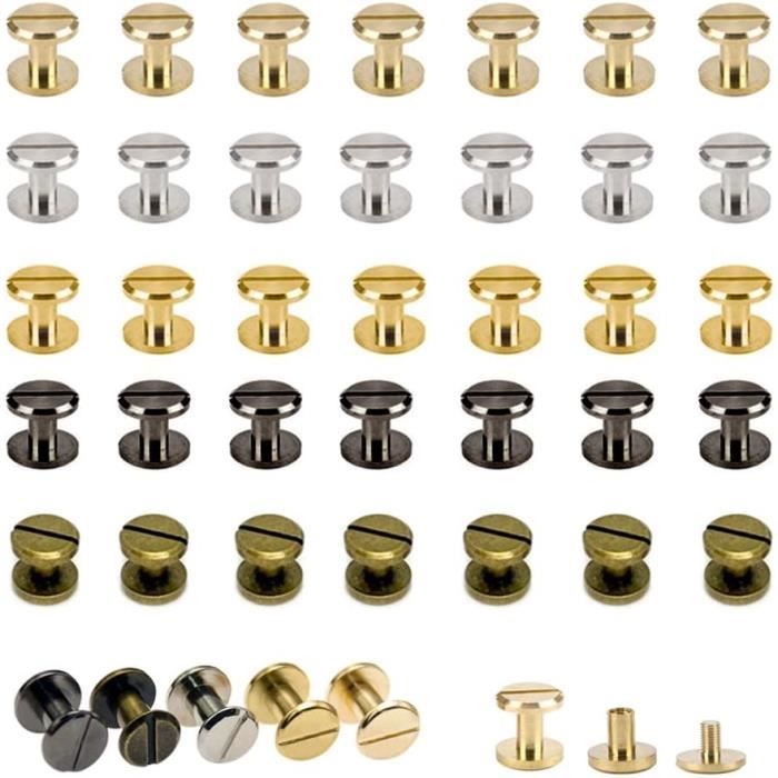 Rivet A Visser 50 Paires Rivet Vis À Tête Plate En Laiton Rivets Pour ...