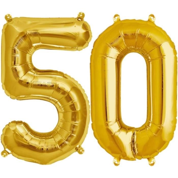 ® Ballon Decoration Anniversaire 50 An - Ballon Numéro 50 En Or - Deco ...