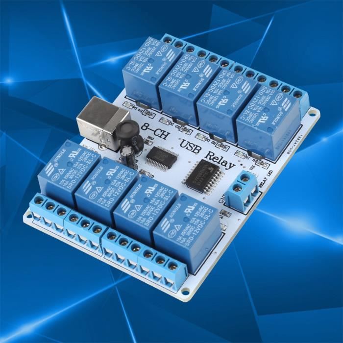 YUM- Carte relais USB de type B 8 Channel 12VDC Type B USB Relay Board ...