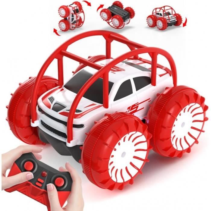 Télécommande voiture avec LED télécommande RC véhicule amphibie pour enfants 4WD 360 rotation 2 ...