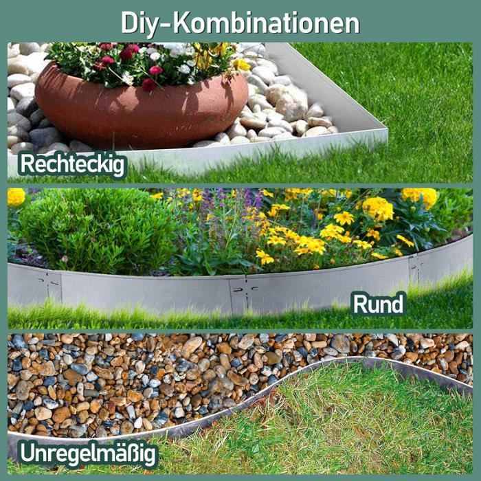 Bordure de pelouse Bordure de jardin Galvanisé Durable Défense anti ...