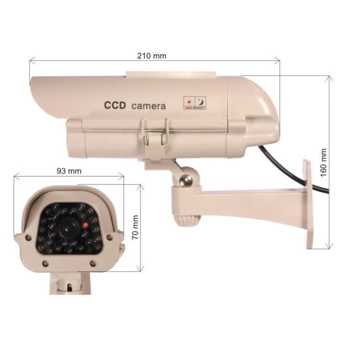 Caméra de surveillance factice - SOL1500 - Beige - Panneau solaire ...