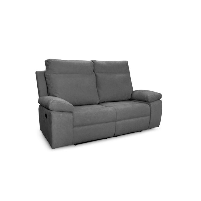 Canapé de relaxation manuel 2 places en tissu HOUDA - Gris - L173 x 93 ...