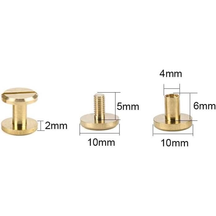 Rivet A Visser 50 Paires Rivet Vis À Tête Plate En Laiton Rivets Pour ...