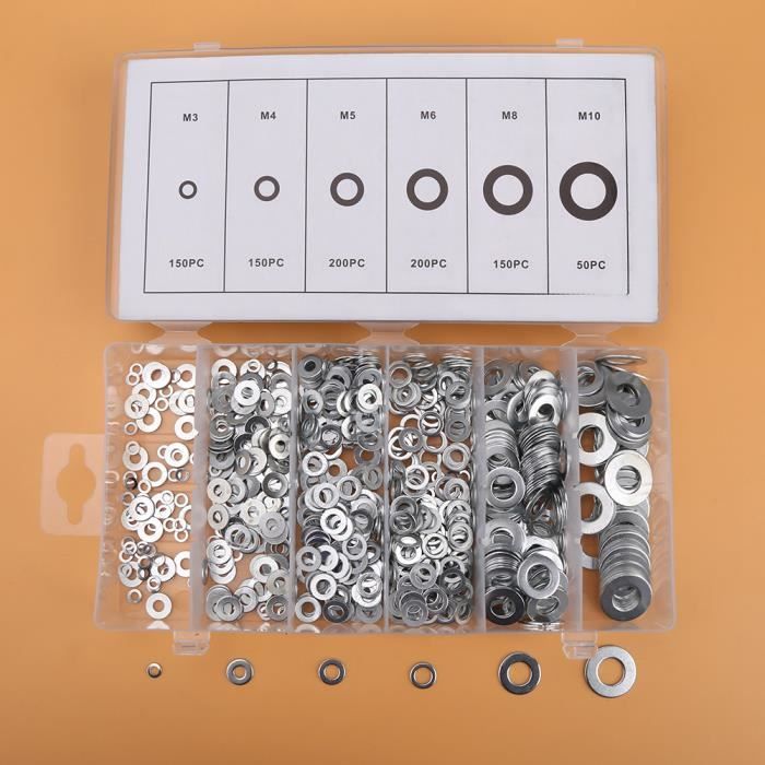 Rondelle plate - SHIPENOPHY - Assortiment 900pcs M3-M10 - Acier A3 ...