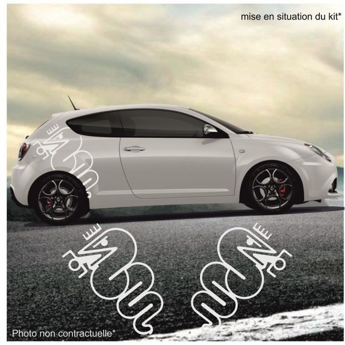ALFA ROMEO logos Serpent couronne X2 - BLANC - Kit Complet - Tuning ...