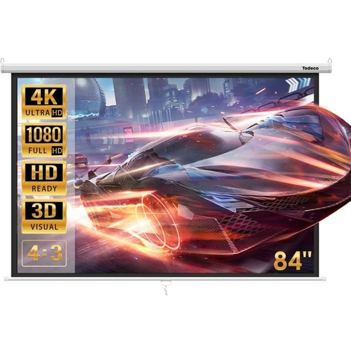 Écran de Projection 84 Pouces, Manuel Enroulable, Fixation Mur ou ...