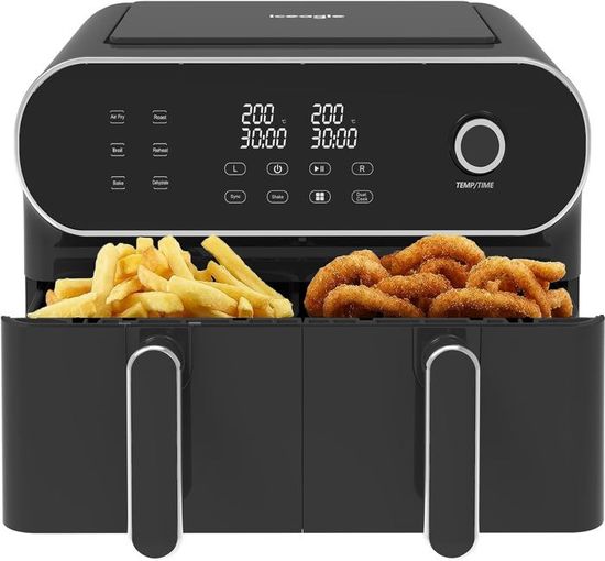 Friteuse Sans Huile Dual Zone Air Fryer 11L–Xxl Friteuse À Air Avec Double Tiroir|Paniers ...