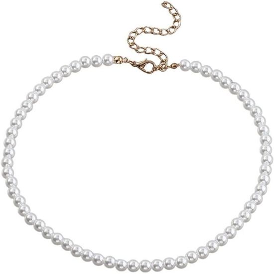 Collier Perle Collier De Perles Femmes Collier Blanc Court Couches ...