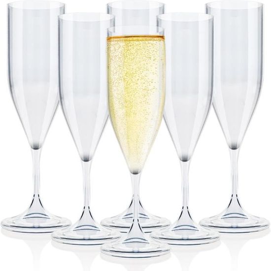 Flûtes Verres À Champagne En Plastique Jetable Pour Mariage. Pack De 6 ...