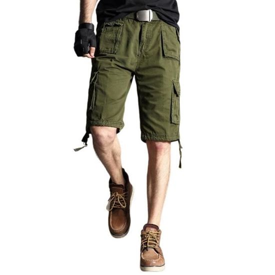 Short Homme - Couleur Unie - Grande Taille - Coupe Cargo - Matière ...