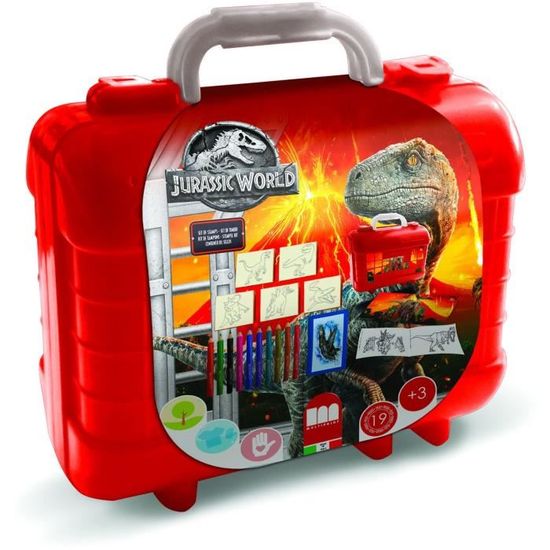 Travel Set - MULTIPRINT - 42975 - 5 tampons Jurassic World, 10 crayons ...