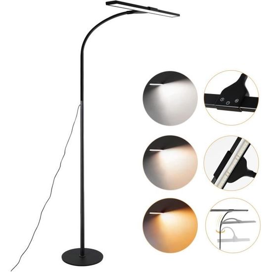 Led Lampadaire Salon Liseuse À Intensité Variable - Moderne Noir ...