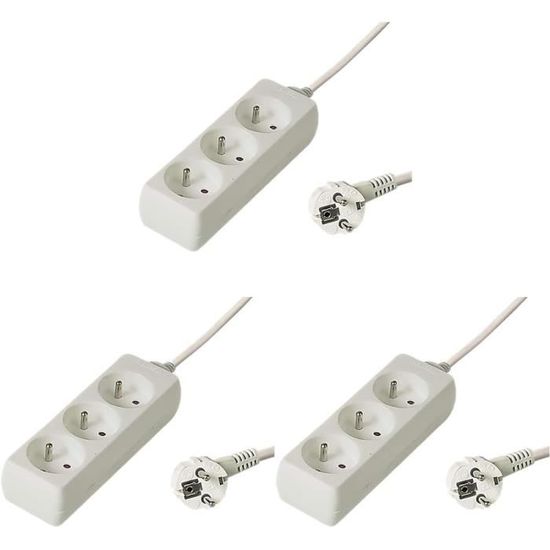 Multiprise 5M, 3 Prises, Rallonge 230V, 3 Prises Françaises Tournées À ...