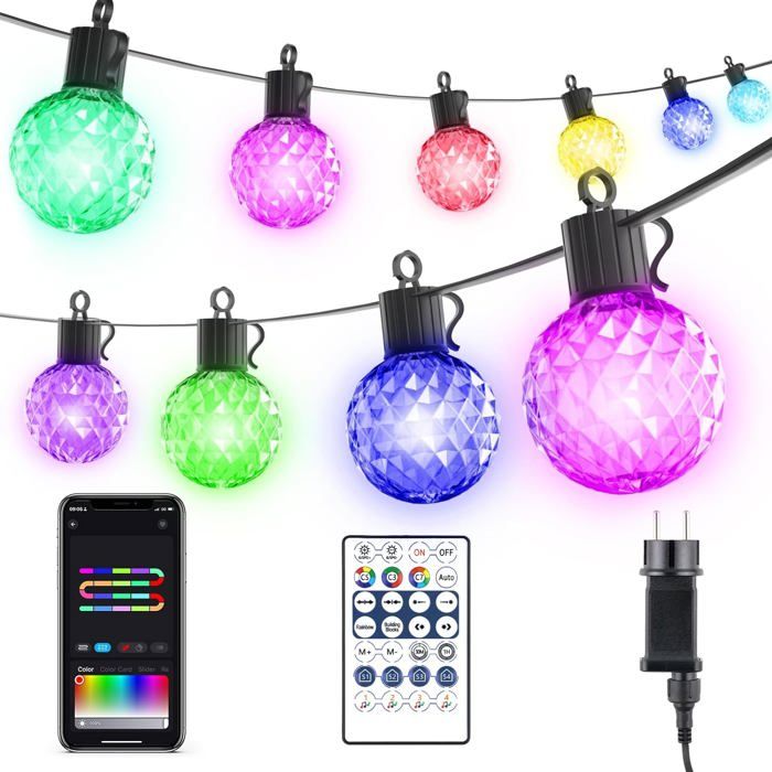 Guirlande Lumineuse Extérieure, 7.5M RGB LED Guinguette Exterieur ...