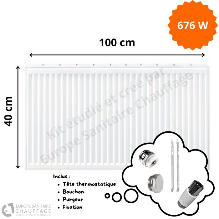 Radiateur Acier H.40 x L.100 cm Stelrad 676W T11 - Cdiscount Bricolage