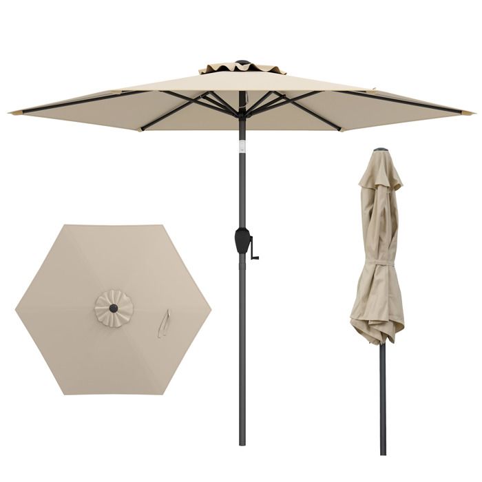 Parasol de Jardin 230cm - COSTWAY -Angle Réglable 35°- Inclinaison par ...