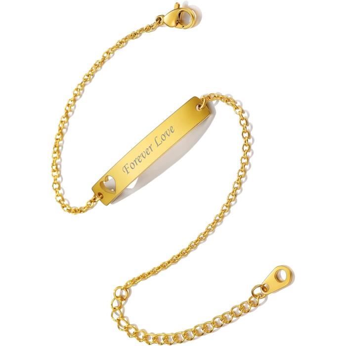Bracelet Gourmette Femme Personnalisé Prénom Gravé - Acier Inoxydable ...