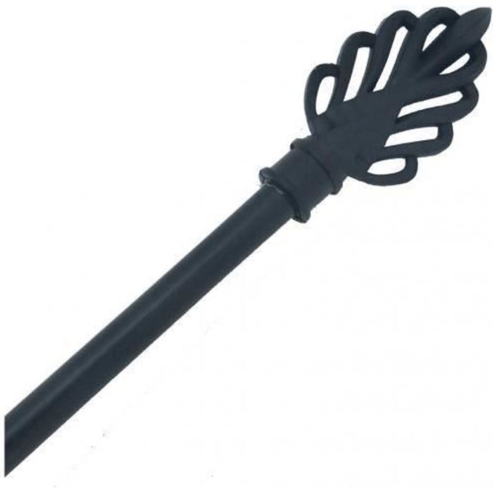 Tringle à Rideaux en métal Télescopique Extensible 160 à 300 cm avec Embouts déco - Fleuron Noir ...