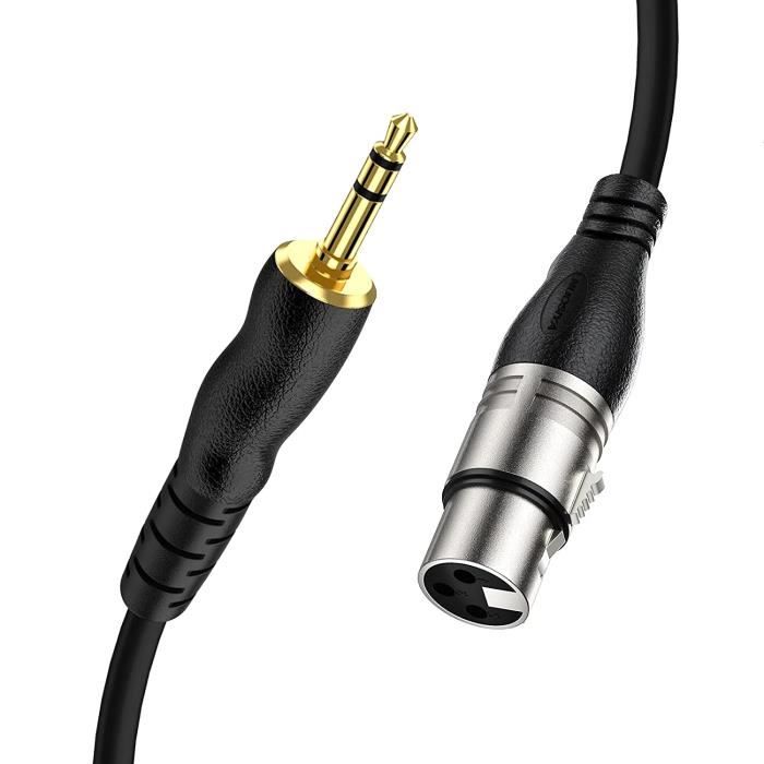 Câble asymétrique TRS Jack 3,5 mm vers XLR femelle pour microphone ...