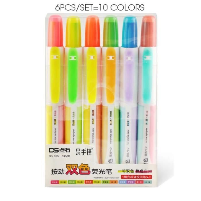 Stylo surligneur rétractable à double pointe, rechargeable, Fluorescent ...