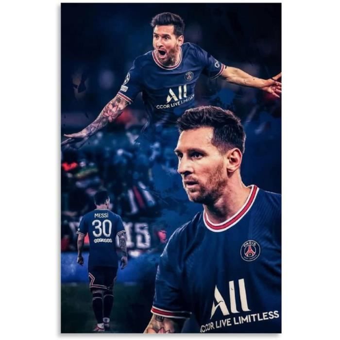 Lionel Messi PSG Poster sur toile moderne pour chambre à coucher 50 x ...