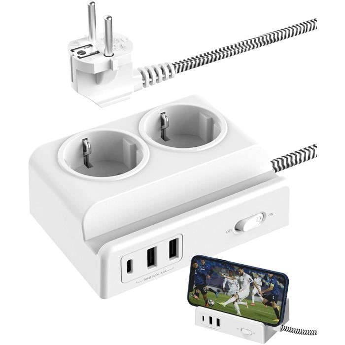 Multiprise usb c, multiprise electrique avec 2 prises et 3.4a 3 ports ...