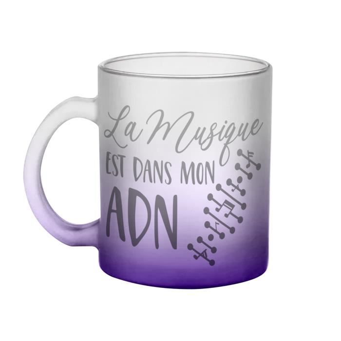 Mug en Verre Violet - La musique est dans mon ADN Musique Musicien ...