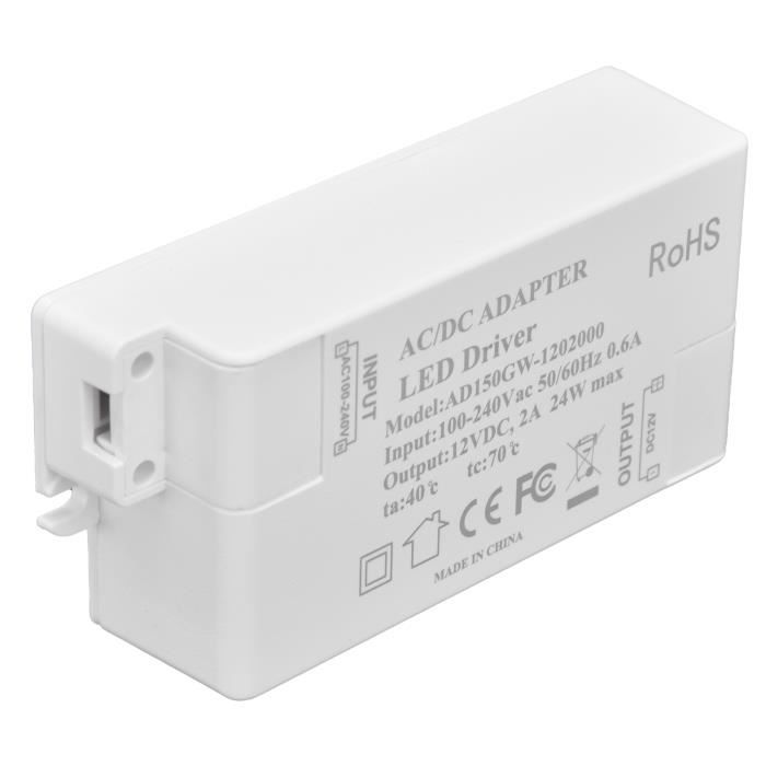 Fafeicy Pilote de LED DC12V 24W 2A LED Driver Tension Constante ...