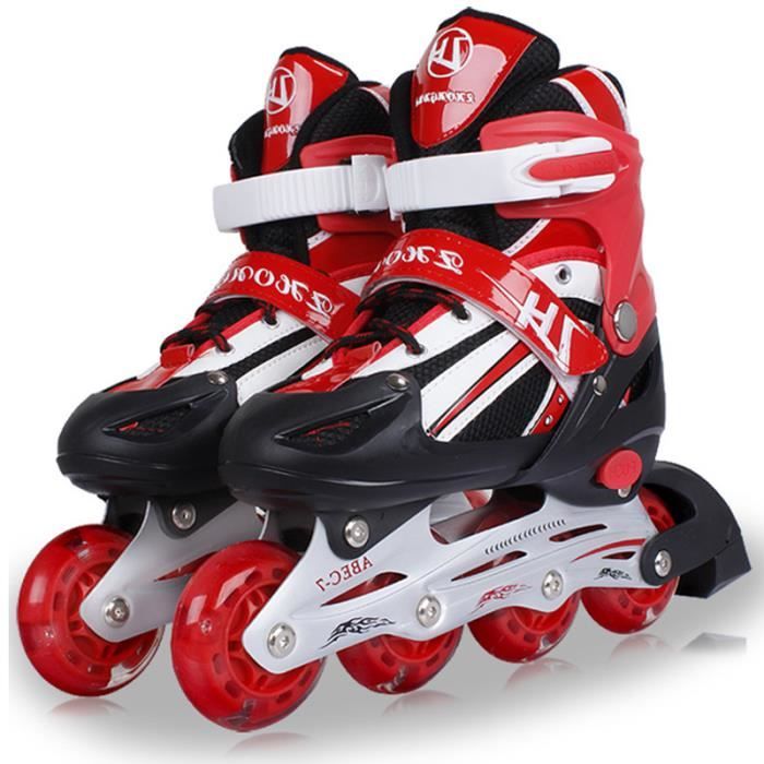 Roller Inline Enfant - LEOCLOTHO - Rouge - Taille ajustable - ABEC-7 ...