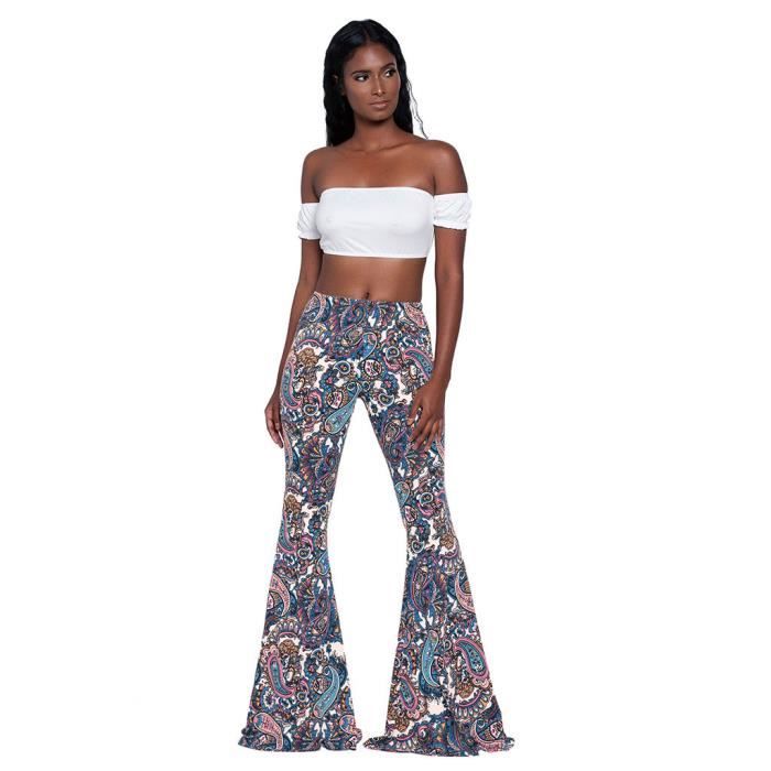 Pantalon femme taille haute décontracté serré pantalon bas cloche ...