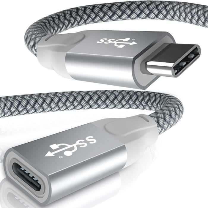 Câble Extension Usb C 0.2M 2Pack,Usbc 3.1 Gen2 10Gbps Cordon Femelle À ...