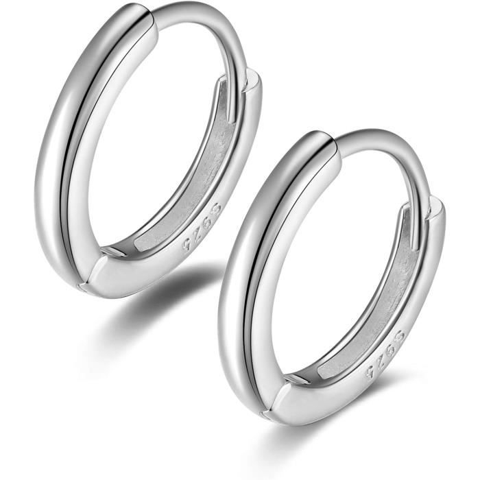 Boucles D'Oreilles Créoles En Argent 925 7Mm 8Mm 9Mm 10Mm 12Mm Pour Cartalidge Tragu Hélix ...