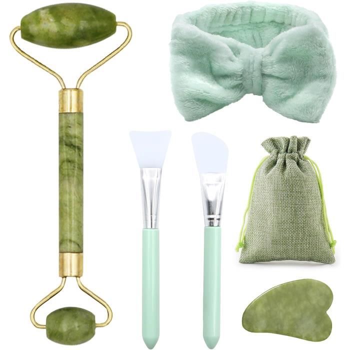 Rouleau de Jade Kits, Jade Roller Visage et Pierre de Gua Sha, Massage ...