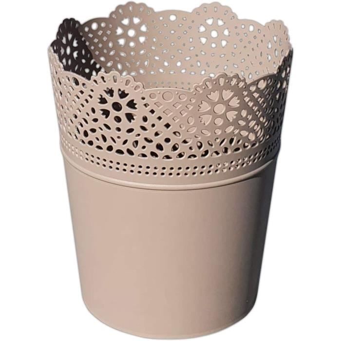 Pot de fleurs - TRAHOO - Luzia - Rond - Plastique - Gris Clair - 16 cm ...