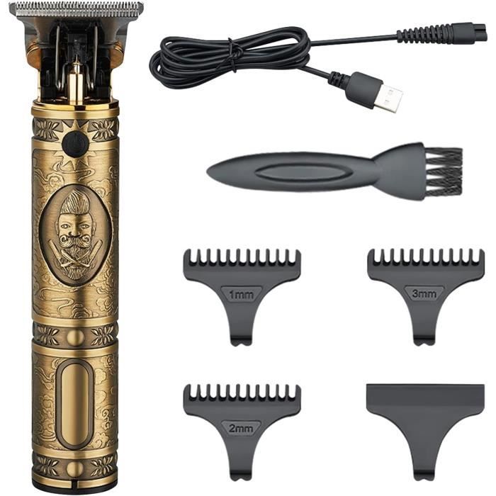 Tondeuse À Cheveux Professionnelle Pour Homme, Électrique Usb Sans Fil Avec Lame En T Pour Homme ...