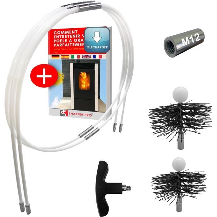 Kit de ramonage pour poêle à granulés TRAHOO - Hérisson ramonage 80 mm ...