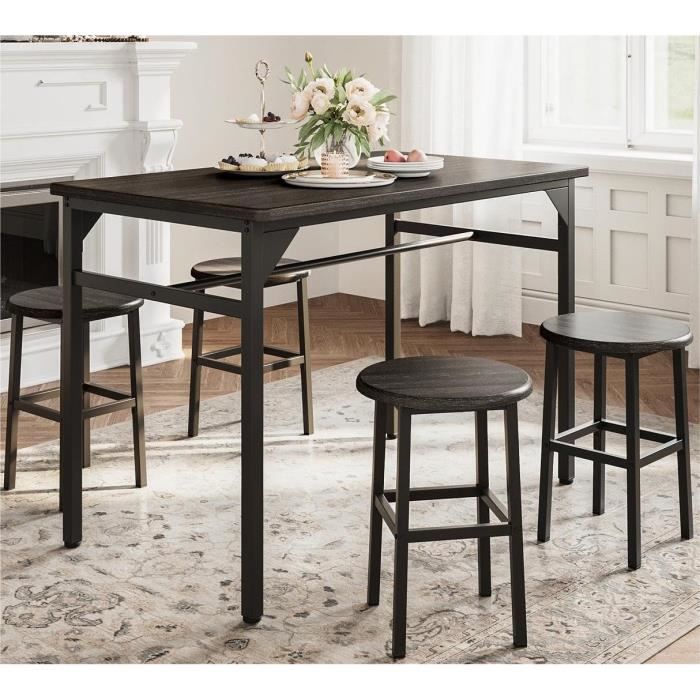 Table À Manger Avec 4 Tabourets De Bar, Table Haute Avec Tabourets ...