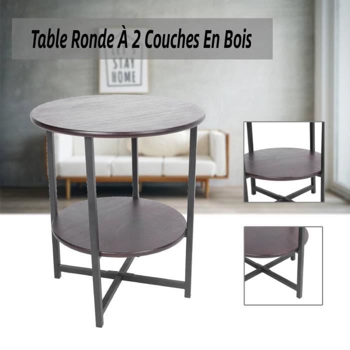 2-Layer Round Table MDF et Iron Multifunctional durable avec 2 couches ...