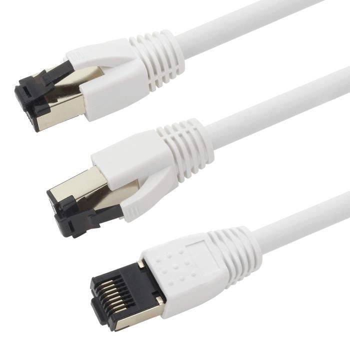 1,5m Câble réseau Cat 8 Câble CAT8 Blanc - 10 pièces Cat.8 Lan 2000 Mhz ...
