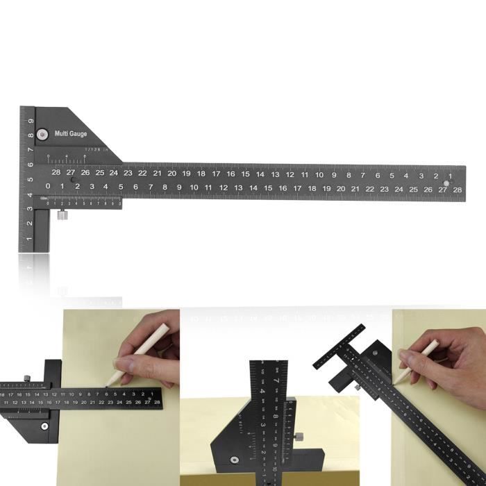 Règle T Bois ZJCHAO - Outil de mesure pour menuisier - 0-280mm ...