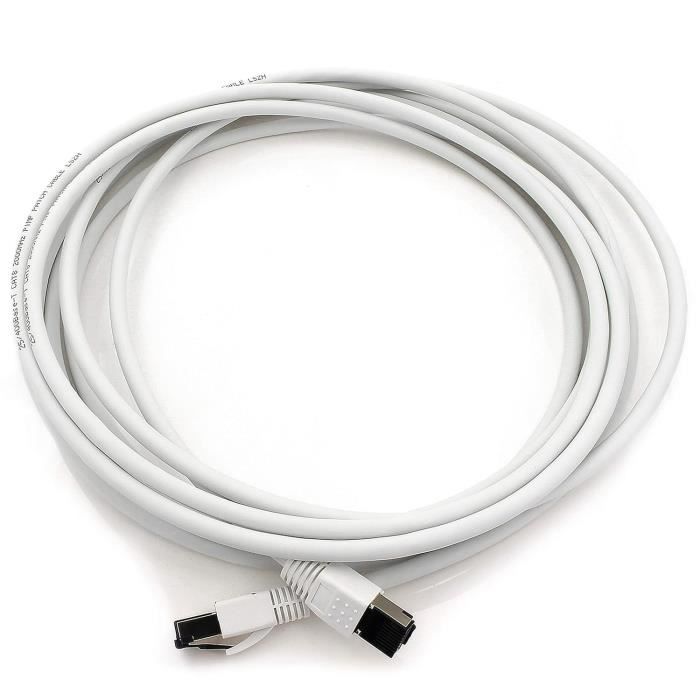1,5m Câble réseau Cat 8 Câble CAT8 Blanc - 10 pièces Cat.8 Lan 2000 Mhz ...