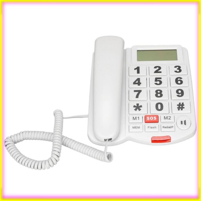 EJ.life Téléphone fixe à gros bouton LD‑265CID Téléphone Filaire à Gros Boutons Téléphone Mains ...