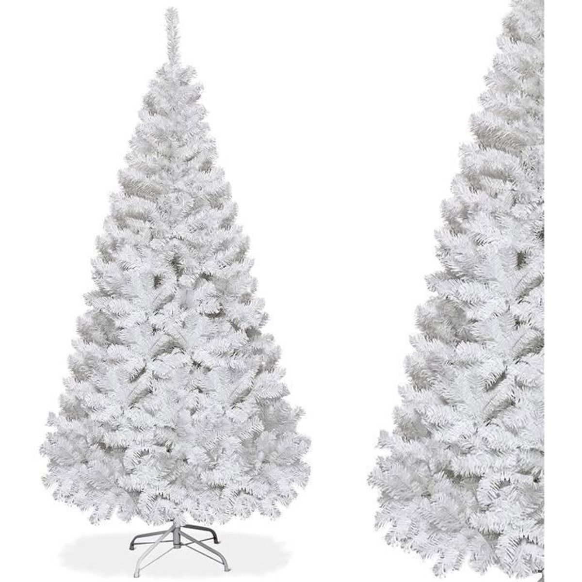 RELAX4LIFE Sapin de Noël Blanc Hauteur 150 cm, Arbre de Noël avec Socle ...