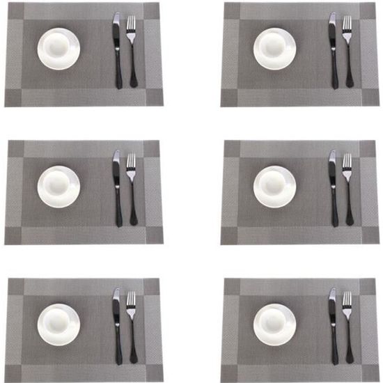 Lot de 6 Sets de Table PVC Napperons Vinyle Tissé Lavables Resistant à ...