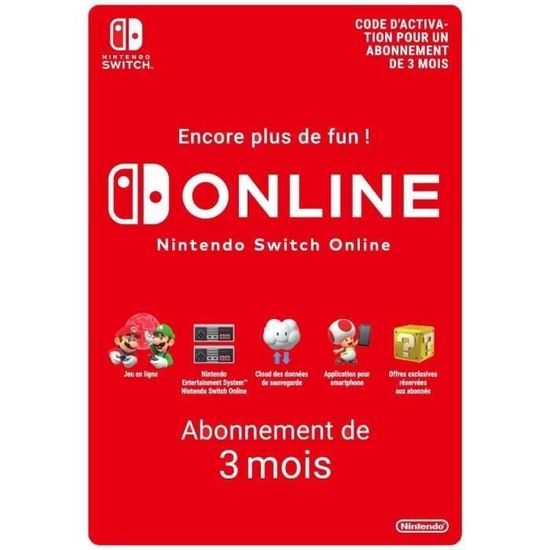 Abonnement Individuel de 3 mois au service Nintendo Switch Online ...