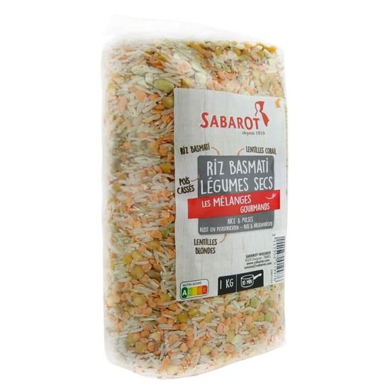 Mélange riz basmati et légumes secs sachet de 1kg Sabarot - Cdiscount ...
