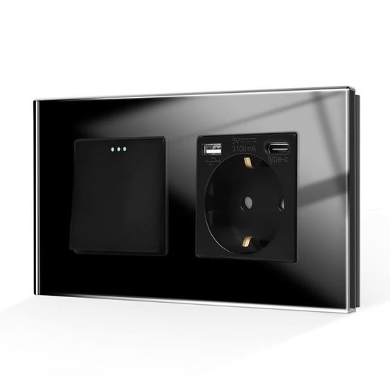 Interrupteur D'Éclairage Avec Prise Usb, Prise Schuko En Verre ...