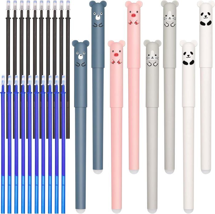 Lot De 8 Stylos Bille Effaables Friction Motif Cochons Mignons Et Panda ...